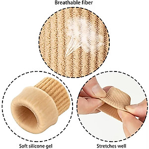 Toe Sleeve Protectors Toe Cushion Tube Soft Gel Corn Pads Protectors, 42PCS Toe Spacers for Bunion, Hammer Toe, Cushions Corns, Blisters, Calluses on Toes, Fingers, Feet, YEAJOIN (4 Size)