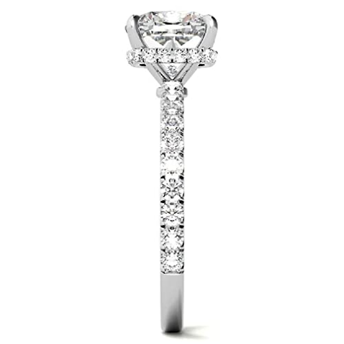 10K Solid White Gold Handmade Engagement Ring, 3 CT Cushion Cut Moissanite Diamond Solitaire Bridal/Wedding Ring for Women/Her, Minimalist Ring Anniversary Ring For Gifts (10)