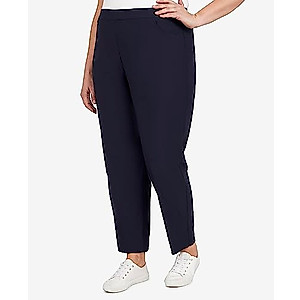 Alfred Dunner womens Petite Classic Allure Fit Proportioned With Elastic Comfort Waistband Casual Pants, Navy, 14 Petite US