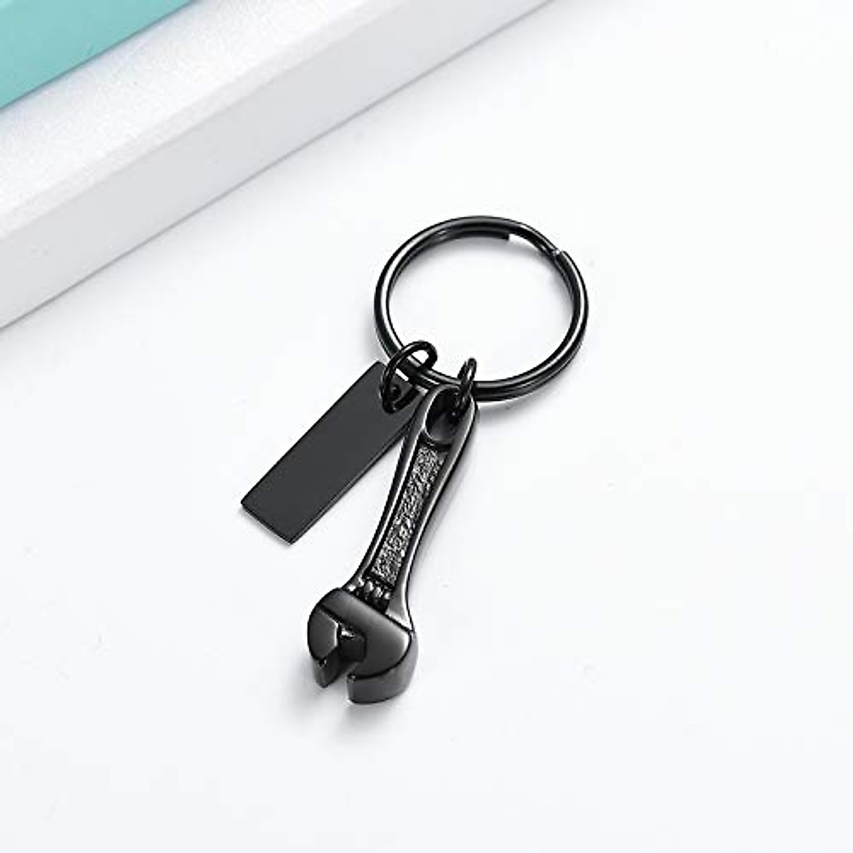 shajwo Cremation Jewelry Wrench Urn Keychain for Ashes Memorial Keepsake Urns for Human Ashes Keyring,Keychain-Black（1.25“0.39”）