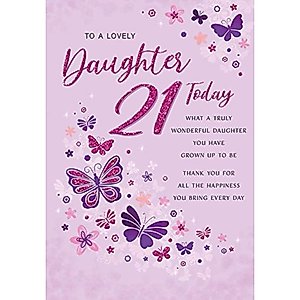 Regal Publishing Modern Milestone Age Birthday Card 21st Daughter - 9 x 6 inches -