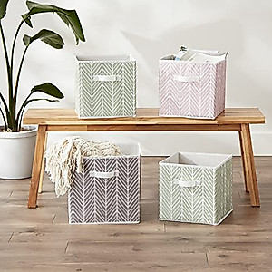 DII Non Woven Storage Collection Polyester Herringbone Bin, Large Set of 2, Gray, 2 Piece