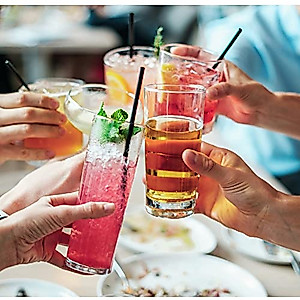 [400 Pcs] Black Individually Wrapped Disposable Plastic Straws(7.5" longX0.23" diameter)