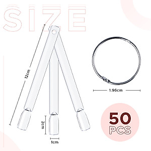 AZUREBEAUTY 50 Pcs Nail Color Sticks with Ring, Clear Fan Shape Nail Art Polish Display Tips, False Nail Sample Sticks, Nail Practice Color Display, Transparent nail Practice-Tips for Manicure