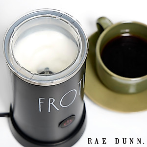 Rae Dunn Electric Milk Frother Steamer -Stylish Automatic Milk Steamer and Frother, Milk Warmer, Hot and Cold Foam Maker for Coffee, Latte, Cappuccino, Macchiato - 550 Watt (Black)