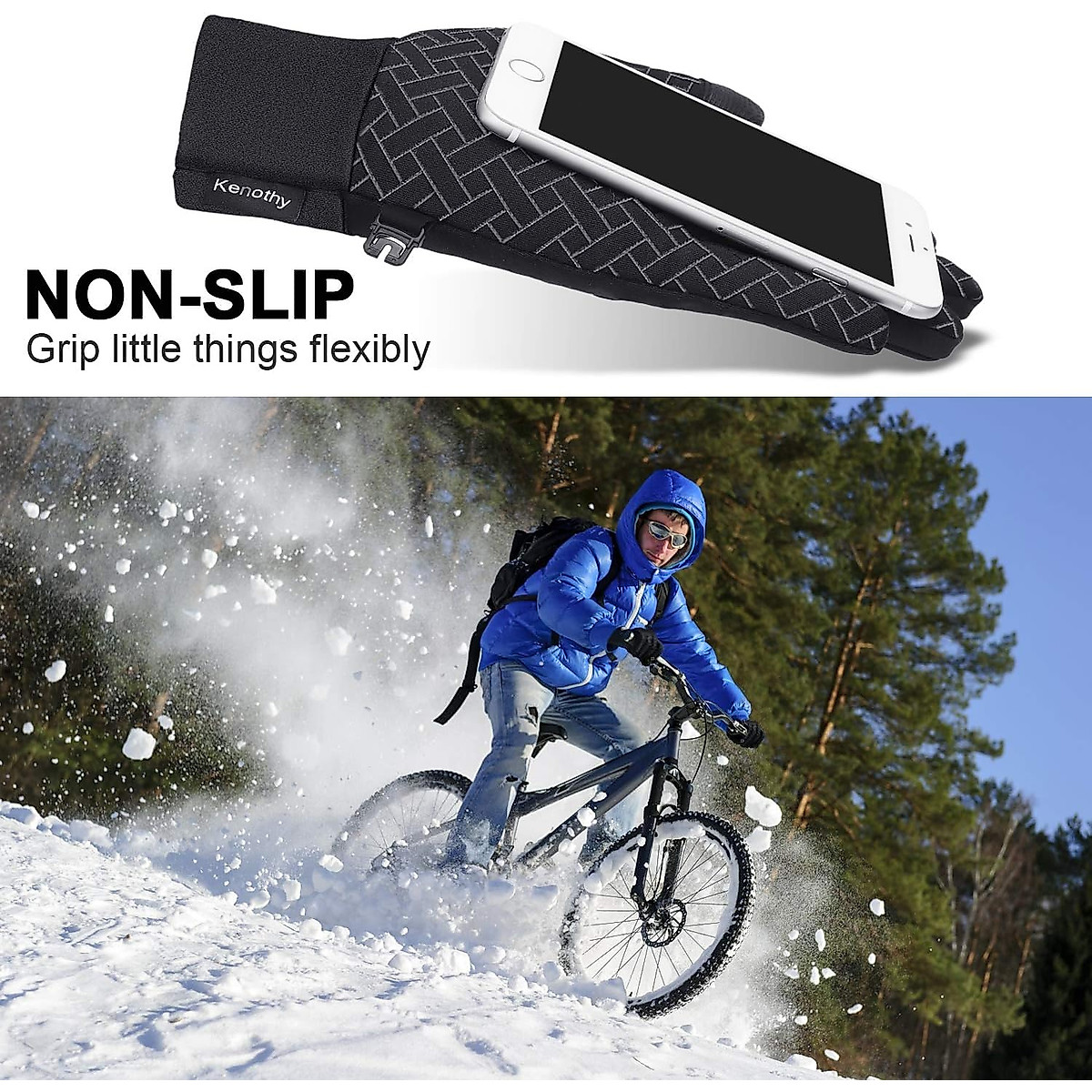 Winter Gloves for Men Women Thermal Touch Screen Water Resistant Windproof Anti Slip Heated Warm Glove for Cycling Running Biking Driving Hiking