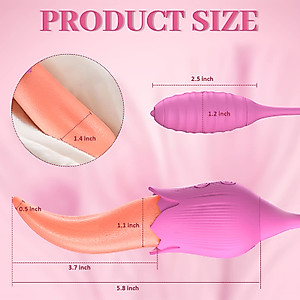 Clitoral Licking Tongue Vibrator, Vbrating Rose Sex Toy for Women, Clit & Nipple Stimulator with 10 Vibration, Female Adult Sex Toys, Dildo Realistic Soft Tongue: Pat, Lick