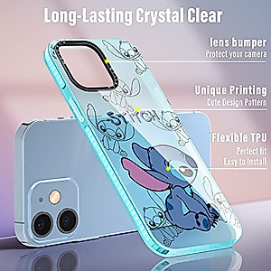 Ulirath for iPhone 11 Case Cute Cartoon Character Designer Pattern Cover Kawaii Girly Girls Teens Boys Kids Bumper Soft TPU Blue Kiss Stih Couple Phone Cases Clear Design for iPhone 11 6.1 Inch