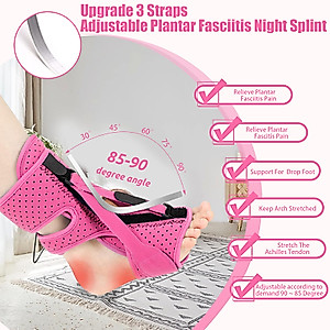DERJLY Plantar Fasciitis Night Splint: 2 Pack Upgrade 3 Straps Adjustable Planters Facetious Relief Brace for Women Men