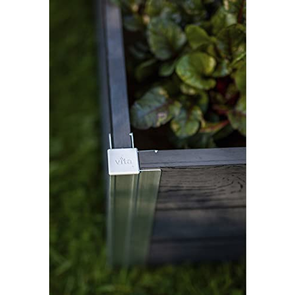 Vita Urbana 4 Foot x 4 Foot x 11 inch Embossed Vinyl Modular Garden Bed, Slate Gray, Grey, Woodgrain, PVC, BPA and Pthalate Free, VT17600