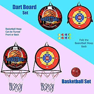 14" Dart Board for Kids, Basketball Hoop for Kids Toddlers, Sports & Outdoor Play Easter Gift Toys for Kids for 3 4 5 6 7 8 9 10 11 12 Year Old Boys Girls, Party Favors for Birthday