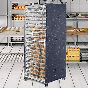 Simingxi Sheet Pan Rack/Bun Pan Rack Cover with Zipper,Fit 20 tier Bread Rack Cover with Vents, 23"X28"X64" Bakers Rack Cover with Transparent Window, Bread Rack Cover for Waterproof and Dustproof