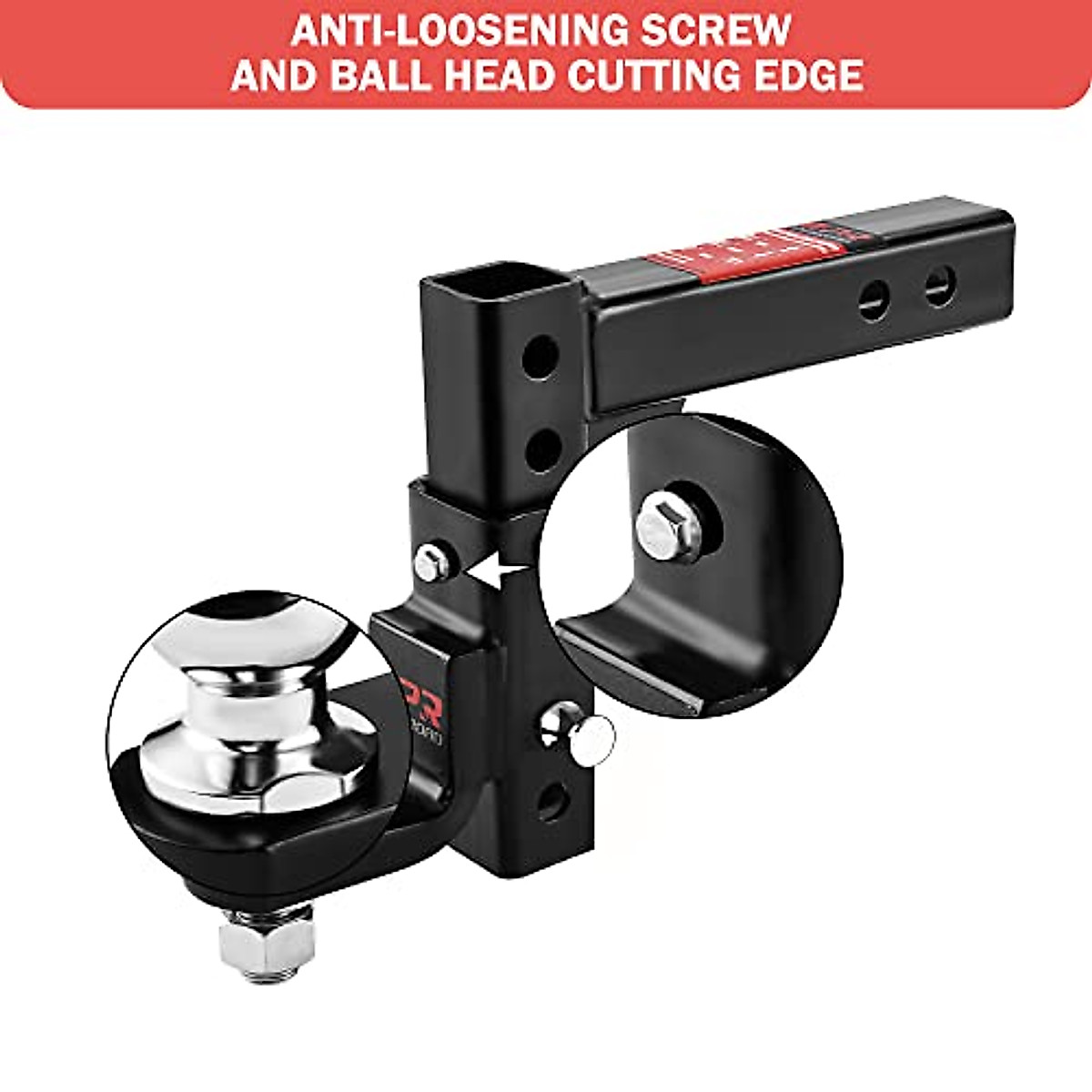 OPENROAD Adjustable Trailer Hitch Ball Mount Fits 2-Inch Receiver, 2" Tow Balls 7500lbs, 9-1/2" Drop/ 8-1/4" Rise Drop Hitch, Tow Hitch for Heavy Duty Truck with Stainless Steel Pins and Lock