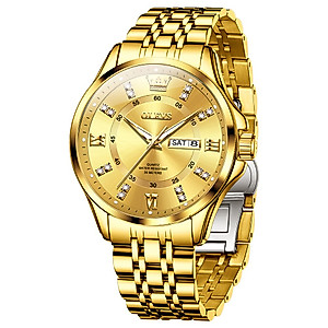 OLEVS Men Gold Watches Minimalist Business Fashion Casual Analog Quartz Date Waterproof Dress Wrist Watches for Man Easy to Read