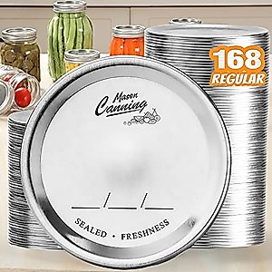 [ 168 Count, REGULAR ] Mouth Canning Lids for Mason Jars - Split-Type Metal Lid for BALL KERR Jar - Airtight Sealed - Food Grade Material