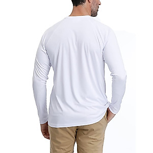 Men's Crewneck Training Workout T-Shirt Long Sleeve Activewear Top (White,XXL)