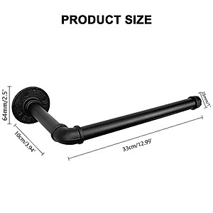 Jeasor Industrial Iron Pipe Kitchen Paper Towel Holder, Vintage Farmhouse Heavy Duty DIY Industrial Rustic Wall Mount Paper Towel Rack for Kitchen Bathroom (1, Black)