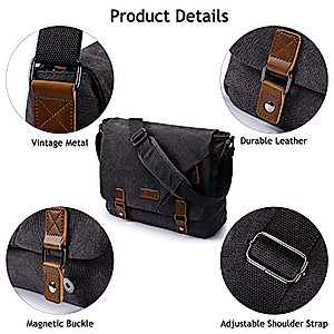 S-ZONE Vintage Canvas Messenger Bag Shoulder Bag 14 Inch Laptop Briefcase