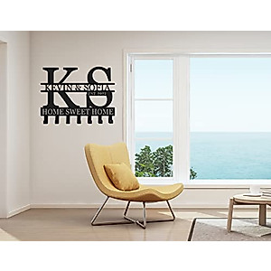 HRZSIGNFC Personalized Couple Names Key Holder for Wall, Metal Key Hooks for Wall, Custom Name Key Rack for Wall, Coat Rack, Towel Rack…