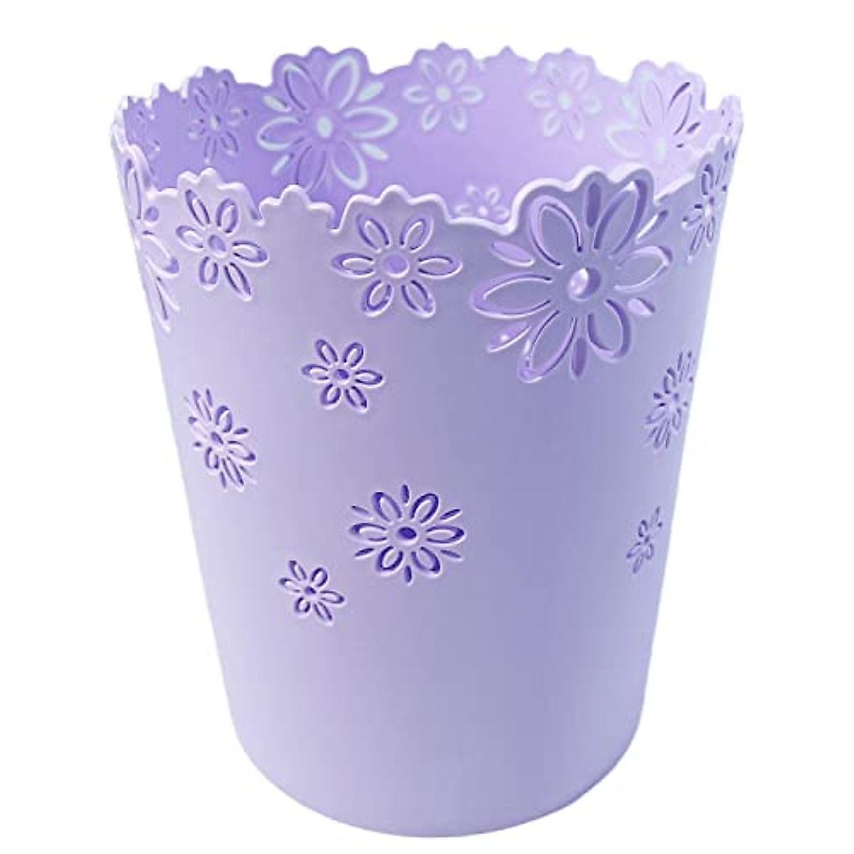 Nazr Wastebasket, Hollow Flower Shape Plastic Lidless Wastepaper Baskets Trash Can (S-Purple)