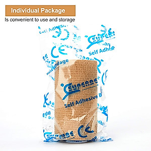 Cohesive Bandage Wrap (4 Inches X 5 Yards), 8 Pack Self Adhesive Bandage Vet wrap for First Aid, Sports, Ankle, Wrist, Sprains & Swelling, Human, Animals