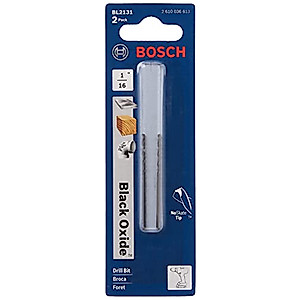 BOSCH BL2131 2-Piece 1/16 in. x 1-7/8 in. Fractional Jobber Black Oxide Drill Bit for Applications in Light-Gauge Metal, Wood, Plastic