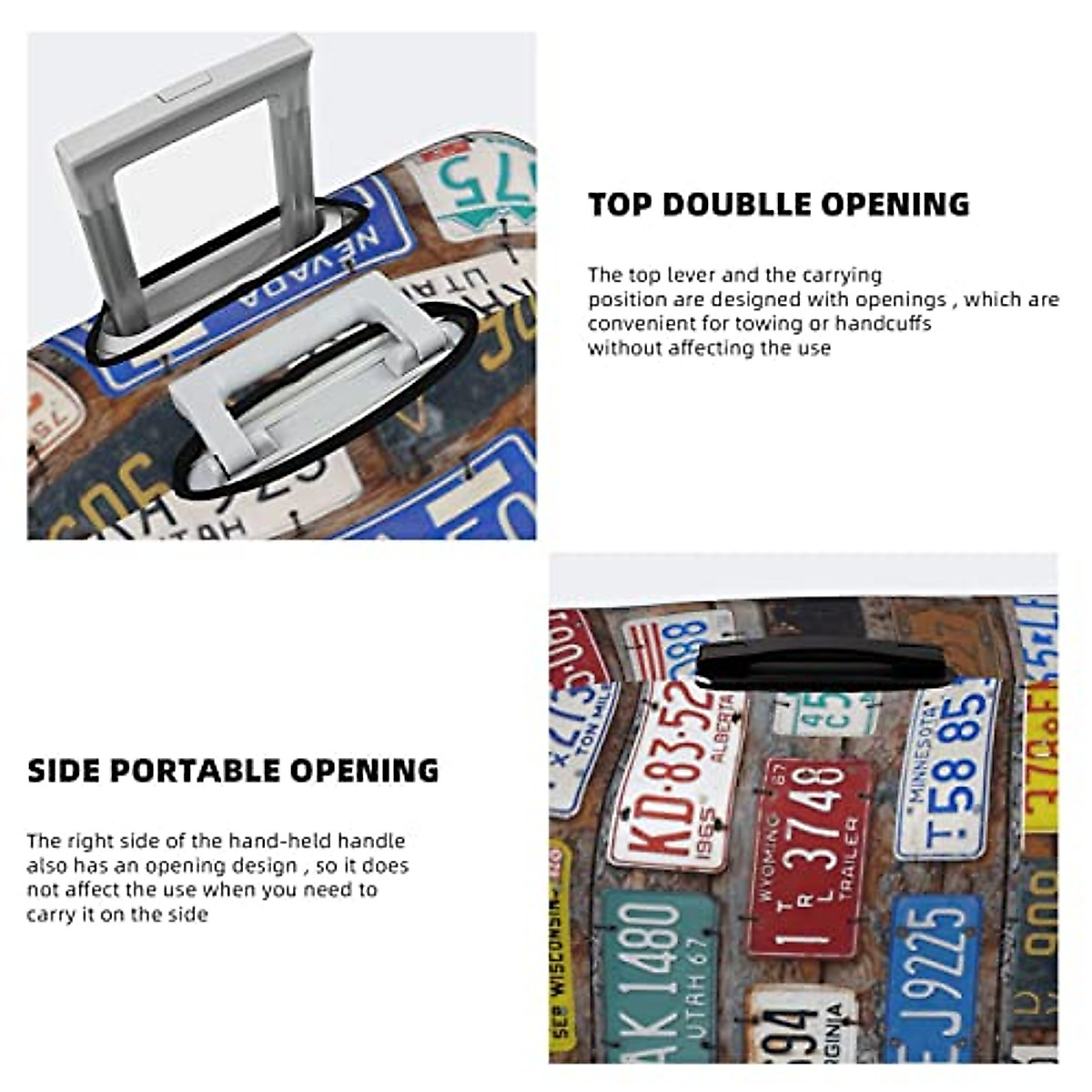 DOINBEE License Plates Suitcase Cover Old Car License Plates on The Wall Luggage Covers for Suitcase Colorful Printed Elastic Luggage Sleeves or Covers Travel Accessories Fit 29-32 Inch Luggage