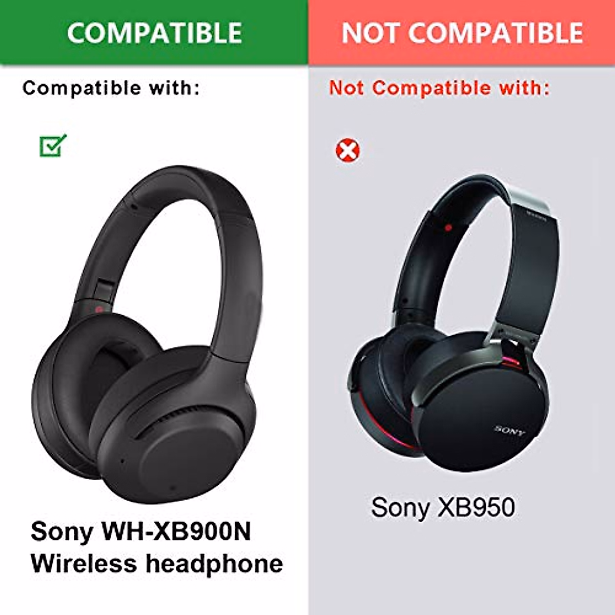 XB900N Ear Pads - Replacement Ear Cushion Compatible with Sony WH-XB900N WHXB900 / WH-CH710N / WH-CH700N (WHCH700N) & MDR-ZX780 (ZX780DC) / MDR-ZX770 (ZX770BN ZX770BT) / MDR-10R (10RNC 10RBT)Headphone