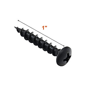 100 Pack Rok Hardware #8 x 1" Coarse Deep Thread Pan Head Screws Black Phosphate Wood MDF