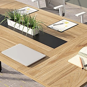 Tribesigns Rectangle Conference Table, 6FT Meeting Seminar Table up for 8 People, Business Style Large Office Conference Room Table Boardroom Desk with Strong Metal Legs, 70.8L x 35.4W x 29.5H(Walnut)