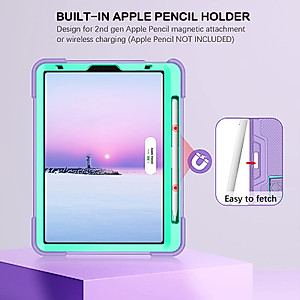 BENTOBEN iPad Air 5/4 Case, 10.9" Tablet Cover with Kickstand, Pencil Holder, Magnetic Closure for Kids, Purple