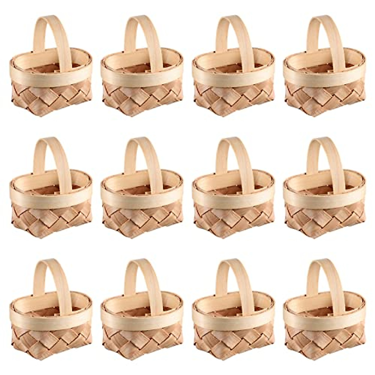 DOITOOL 24PCS Mini Woven Baskets with Handles for Party Favors Crafts Decor, Small Woven Baskets for Wedding Party Favor Farmhouse Decor