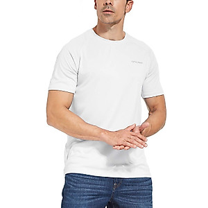 BALEAF Men's UPF 50+ Outdoor Running Workout Short-Sleeve T-Shirt White Size S