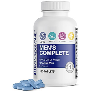 Bronson ONE Daily Men’s Complete Multivitamin Multimineral Once-Daily Multi for Active Men, 180 Tablets