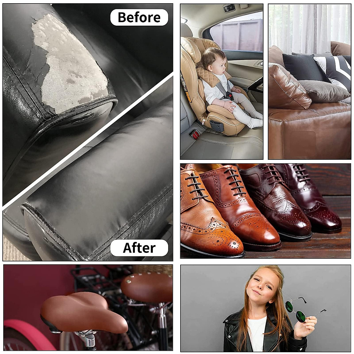 Leather Repair Patch 8×11 inch Strong Adhesive Repair Tape, Anti Scratch Patch for Couch, Sofas, Car Seat, DIY Furniture Upholstery, Handbags, Jackets First Aid Stick On Patch(Black)