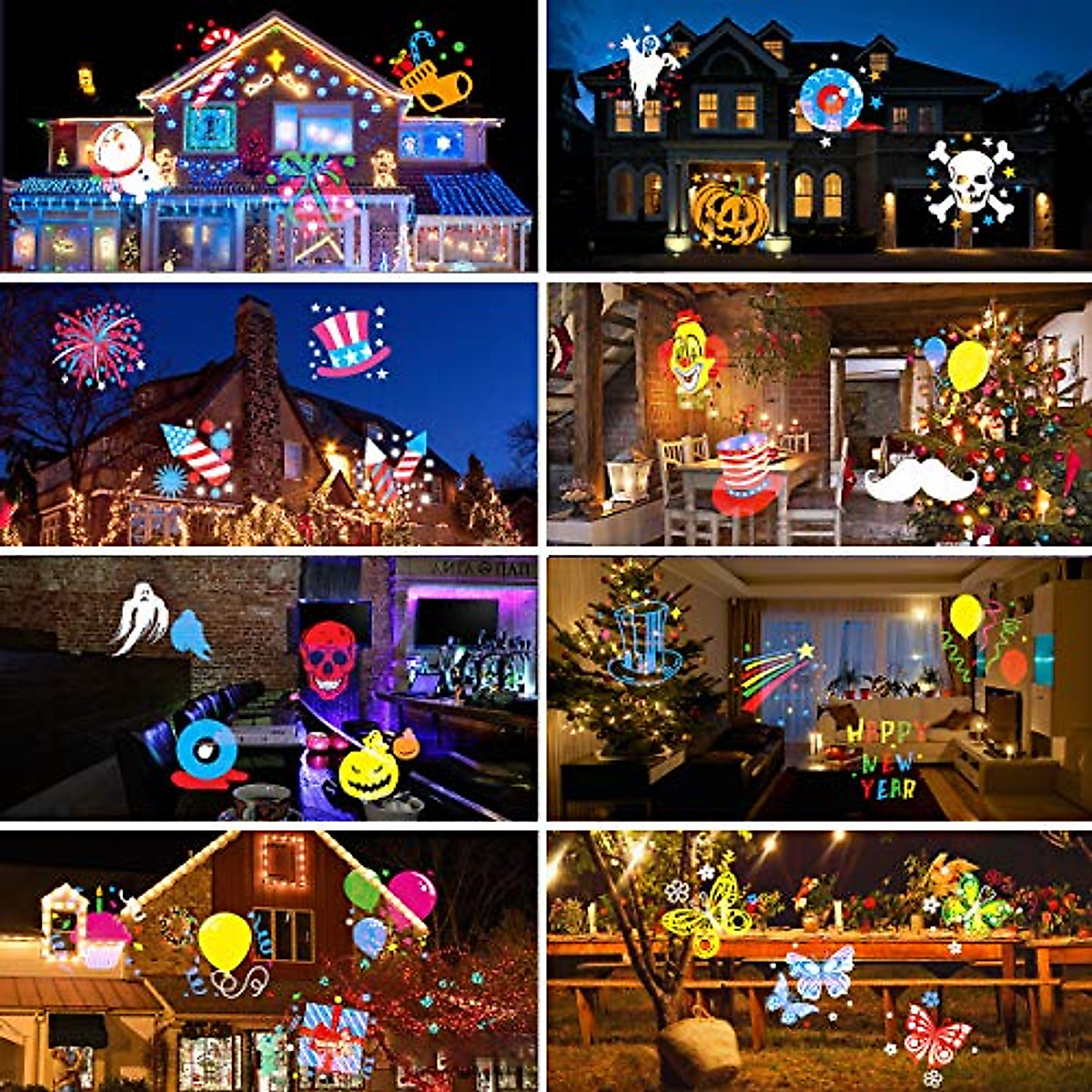 Christmas Holiday Lights Projector,Waterproof IP65 Indoor Outdoor Motion Remote Control 10W LED Projector, 16 Slides Holiday Light Party Outdoor Garden House Apartment Kids Room Night Light