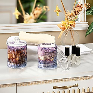 ALAZA 4 Pack Qtip Holder Dispenser Winter Bathroom Organizer Canisters for Cotton Balls/Swabs/Pads/Floss,Plastic Apothecary Jars for Vanity
