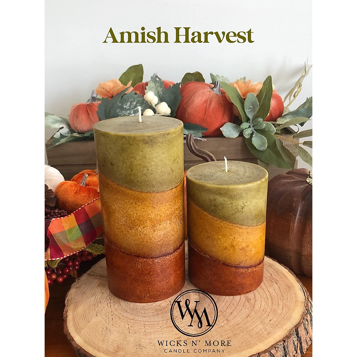 Wicks N More Amish Harvest Scented Pillar Candles (4x4)