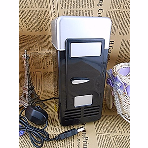 ThreeH New Mini Red USB Fridge Cooler Beverage Drink Cans Cooler/Warmer Refrigerator for Laptop PC Computer Black H-UF05Black