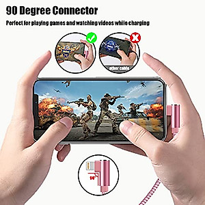 iPhone Charger 10 ft 90 Degree Lightning Cable 3 Pack MFi Certified Lightning Cable Nylon Braided Right Angle iPhone Charging Cable for iPhone 13 12 11 Pro X XS XR 8 Plus 7 6 5(Rose Gold,10 Foot)