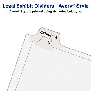 Avery Premium Collated Legal Exhibit Divider Set, Avery Style, 1-25 and Table of Contents, Side Tab, 8.5 x 11 Inches, 1 Set (11370)