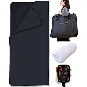 REVIIV Far Infrared Sauna Blanket with Insert Towel - v2.0 New & Improved! Low EMF Longer Cable | Portable Infrared Saunas for Home Therapy, Detox - Infared Blanket Sauna 85–185 °F Temp Range