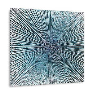 Yihui Arts Contemporary Abstract Living Room Wall Art Hand Painted Modern Teal Color Canvas Painting Pictures for Bedroom Bathroom Decor