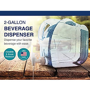 Arrow Ultra Drink Dispenser for Fridge, 2 Gallon - Plastic Beverage Dispenser with Spigot for Easy Dispensing - BPA Free Clear Plastic - Convenient Handle, Easy-Pour Spout