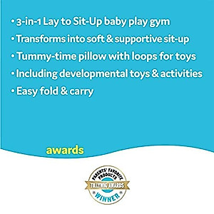 Yookidoo Baby Gym Lay to Sit-Up Playmat. 3-in-1 Newborns Activity Center with Tummy Time Toys, Pillow & Infant Miror. 0-12 Month
