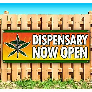 Dispensary Now Open Banner 13 oz | Non-Fabric | Heavy-Duty Vinyl Single-Sided with Metal Grommets