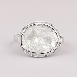 1.50 CTW Natural Diamond Polki Solitaire Ring 925 Sterling Silver Platinum Plated Slice Diamond Jewelry