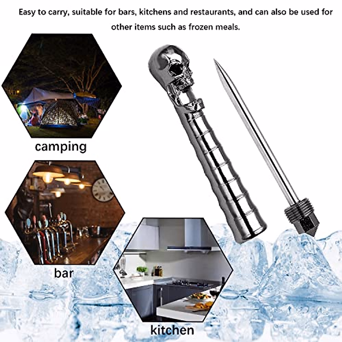 Beer Bottle Opener, Ice Pick with Safety Cover, Pick Tool for Breaking Ice, Non-slip Antiskid Handle for Picnics, Camping, Outdoor Activities, Bar, kitchen, And Restaurant (Black)