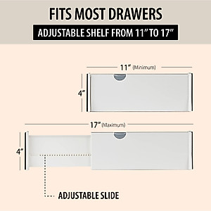 Drawer Dividers Adjustable for Clothes by Maginare, Pack of 5, Easy Locks in Place, EVA Foam Ends, 4" High, Expandable 11-17", Sturdy, for Bedroom, Bathroom, Closet, Office