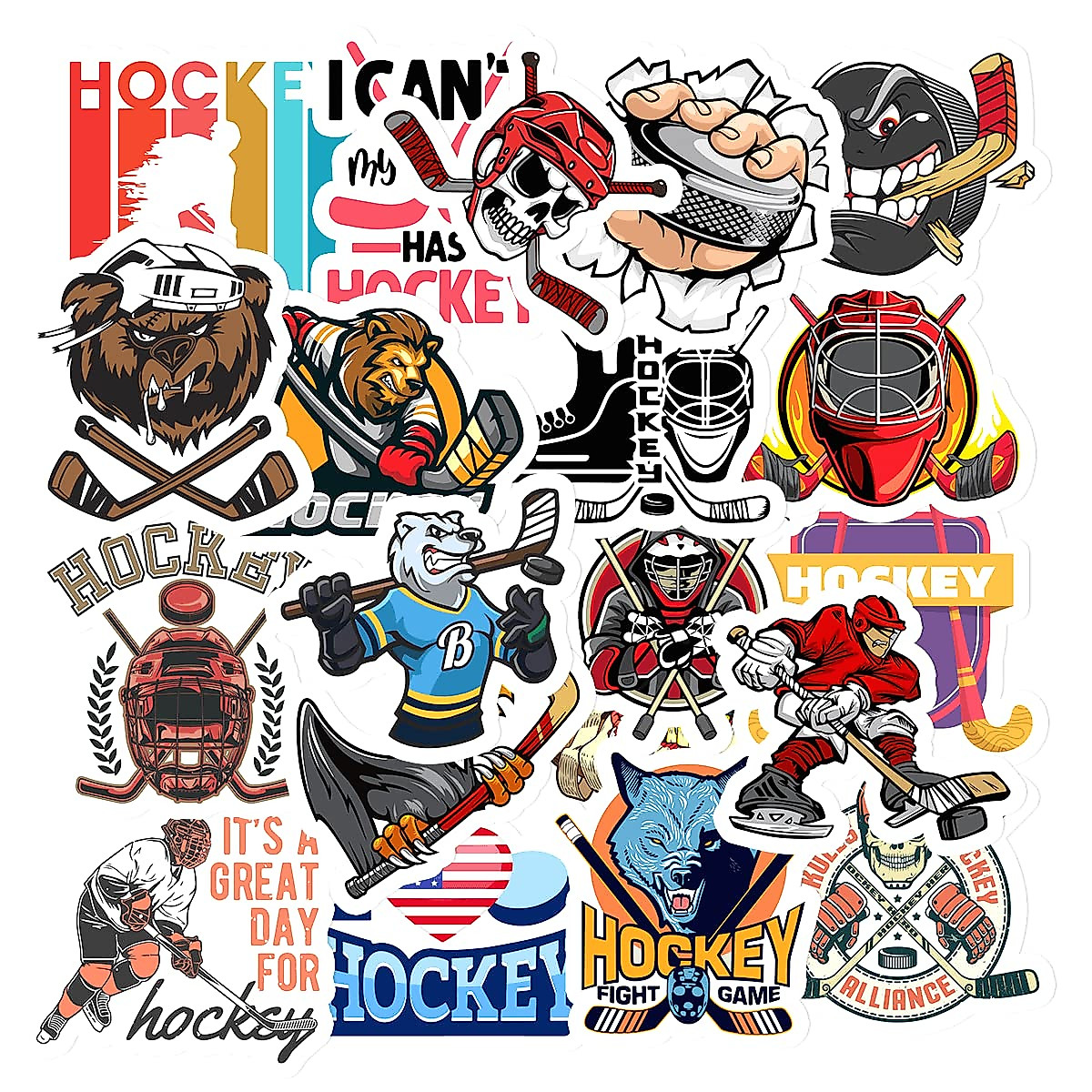 GOLEEX 20 Pack Pcs Waterproof Vinyl Hockey Stickers Items for Teens Men Adults Kids Sports Scrapbooks Planners Laptop Helmet Bottles Car Decals Sticker Packs Gifts for Sportsmen